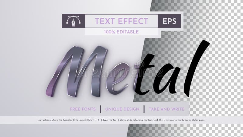 Metal - Editable Text Effect, Font Style Stock Vector - Illustration of ...