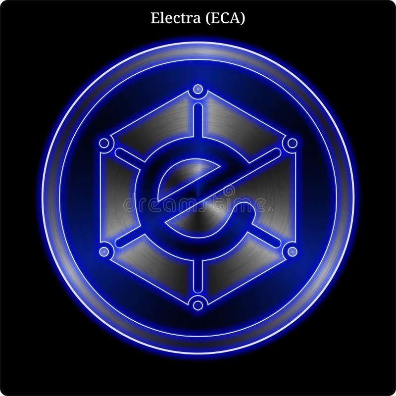 Metal Electra ECA Coin Witn Blue Neon Glow. Stock Vector - Illustration ...
