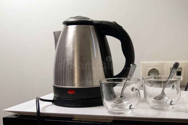 Metal Electric Kettle and Cups Stock Image - Image of equipment, teapot ...