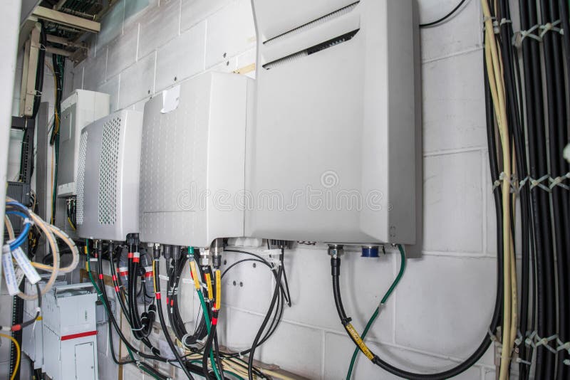 Metal Electricity Control Box with Sign on the Wall Stock Photo - Image ...