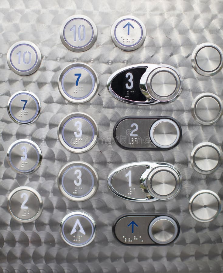 Metal Elevator Panel with Buttons Stock Photo - Image of office ...