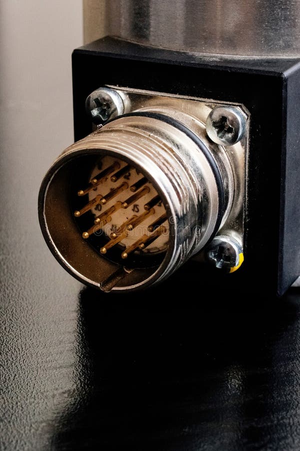 Metal Encoder on a Black Wooden Table Stock Photo - Image of motor ...