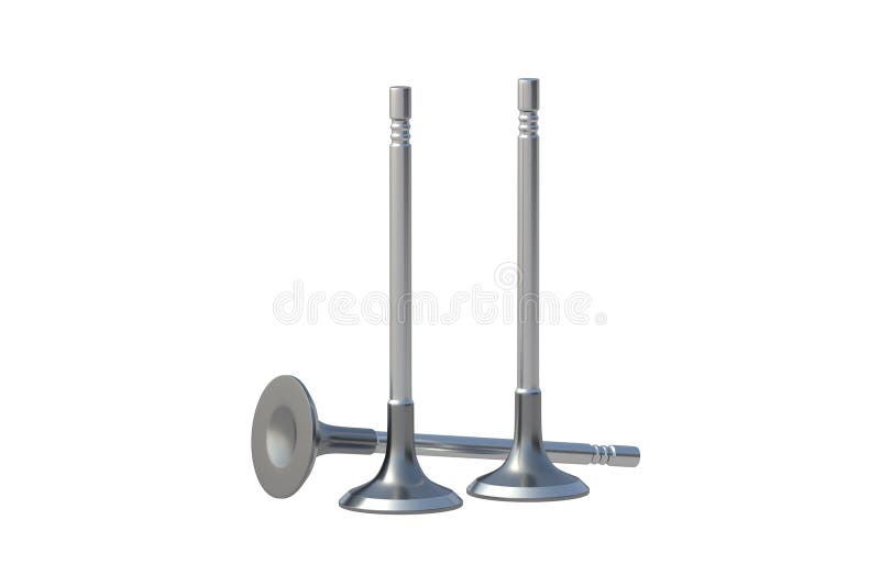 Metal Engine Valves Isolated on White Background. Stock Illustration ...