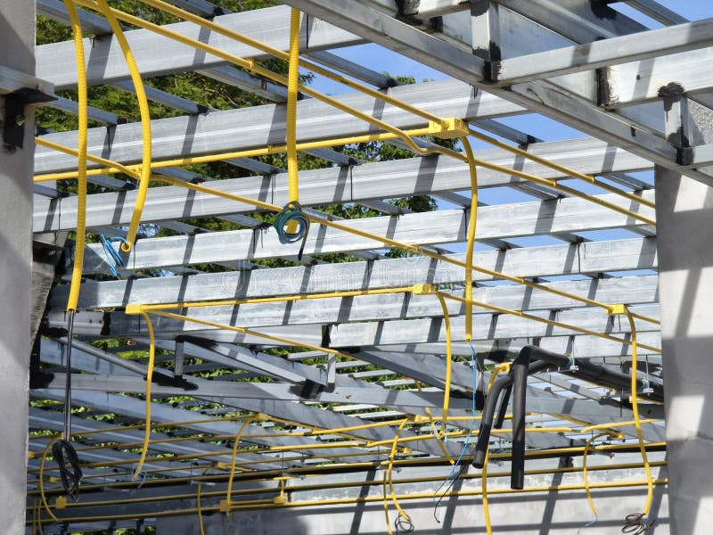 Metal Engineering Structure on a Construction Site Stock Photo - Image ...