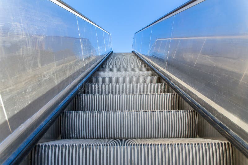 Metal Escalator Outdoors with Blue Sky Stock Photo - Image of metal ...