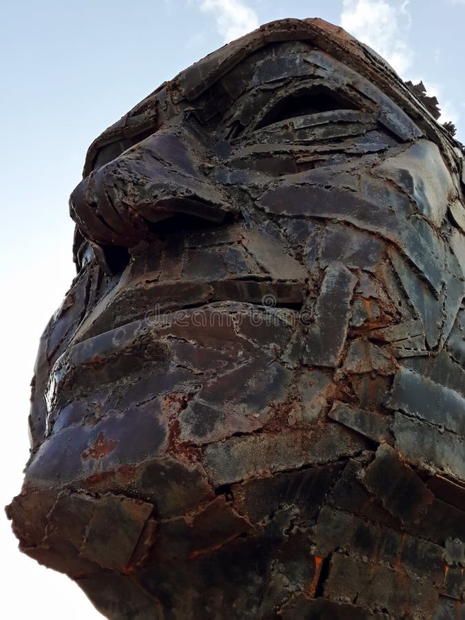 Metal face sculpture stock image. Image of rusty, metal - 52041279