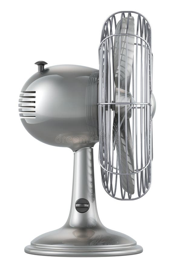 Metal Fan Desk, Retro Style. Side View, 3D Rendering Stock Illustration ...