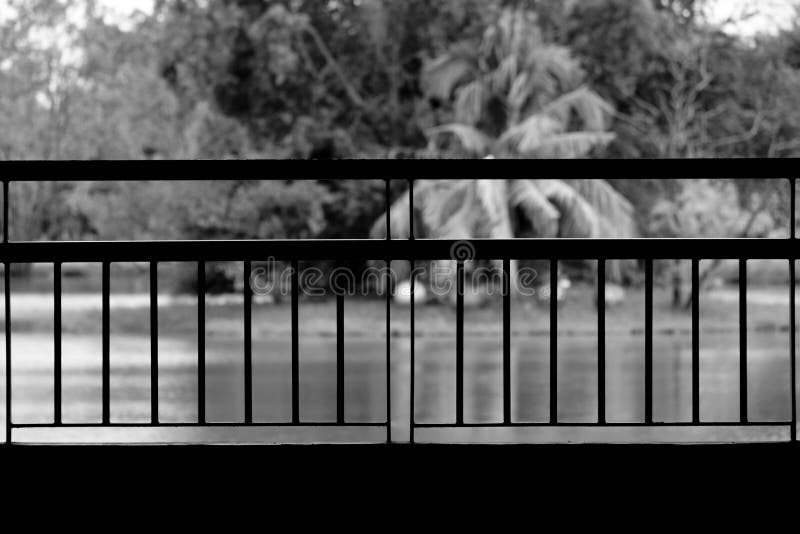 Metal Fence at Building in the Park. Stock Photo - Image of wall ...