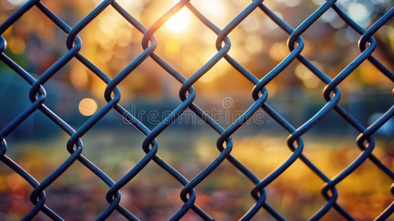 Metal Fence, Chain Link Mesh, Close-up. Stock Illustration ...