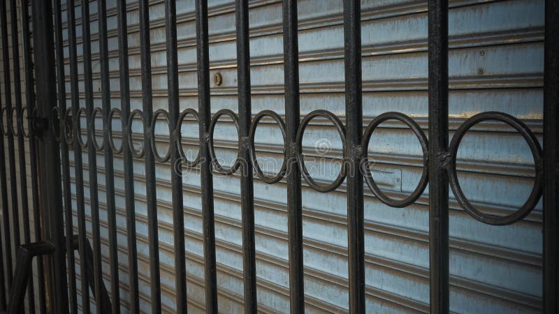 Metal Fence with Circular Pattern Design Stock Image - Image of round ...