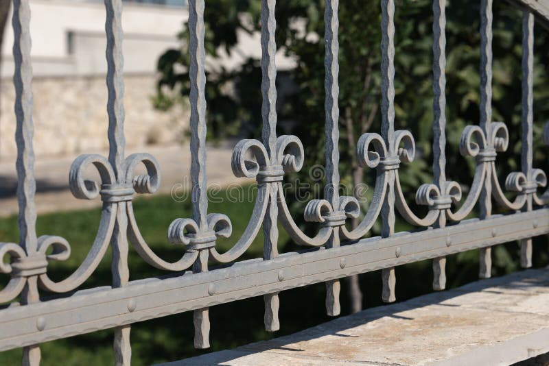 Metal Fence. Metal Curly Fence in the Park Stock Image - Image of ...