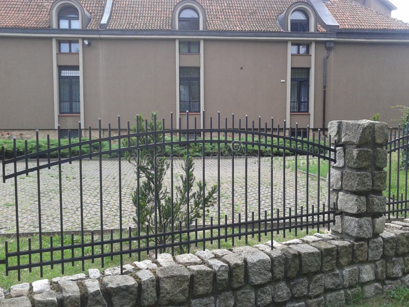 Metal fence stock image. Image of metal, fence, building - 42646945