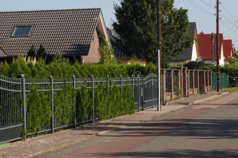 Metal Fence in Front of the Property Stock Image - Image of property ...