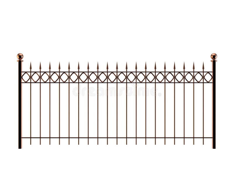 Metal Fence. Isolated on White Background. 3D Rendering Illustration ...