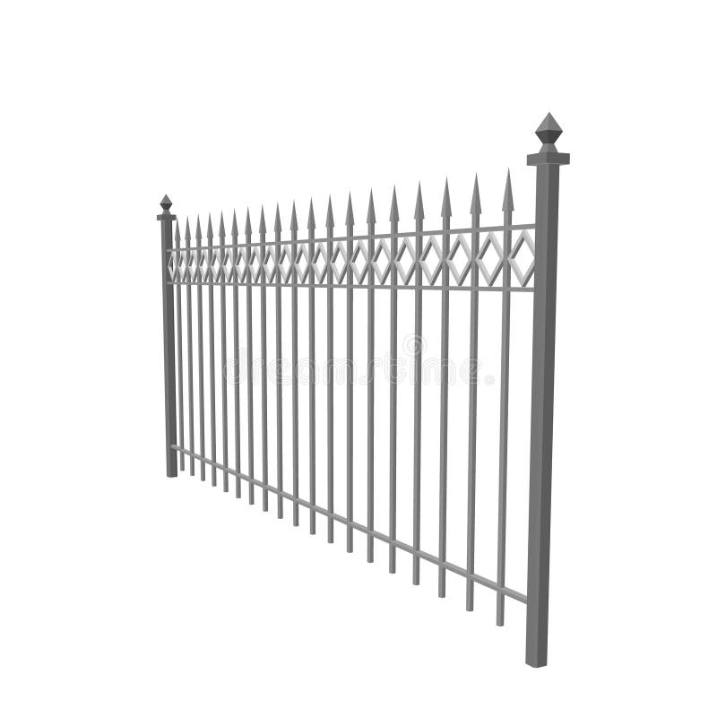 Metal Fence. on White.3D Rendering Illustration. Sketch Stock ...