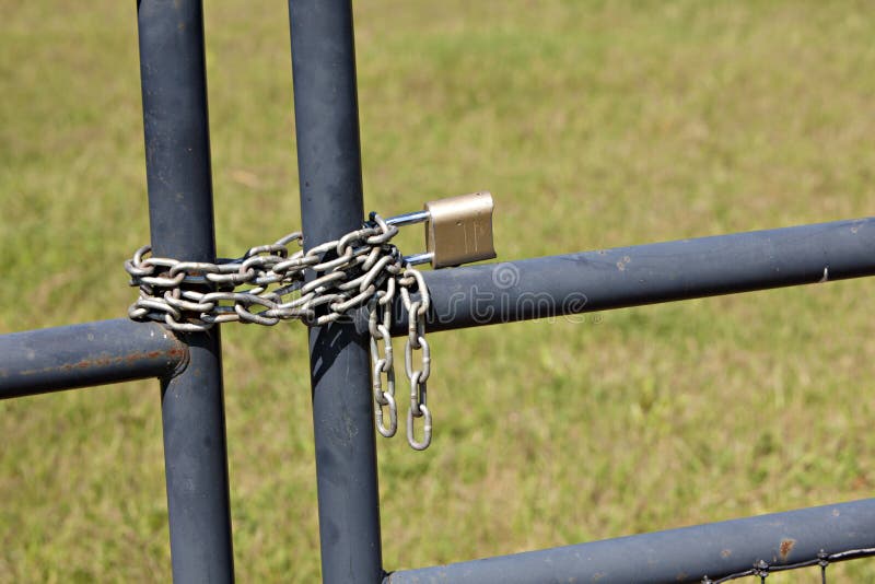 Metal Fence With Lock And Chain Stock Image - Image of safe, lock: 18027905