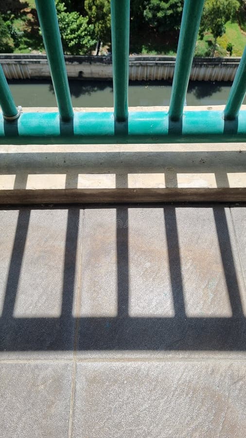Metal Fence Shadow Pagar Teras Terrace Stock Image - Image of shadow ...