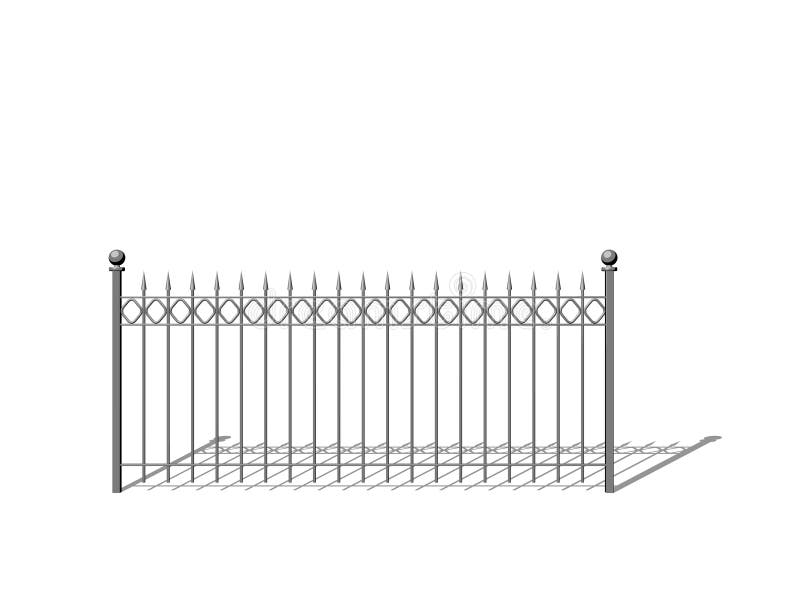 Metal Fence. on White.3D Rendering Illustration. Sketch Stock ...