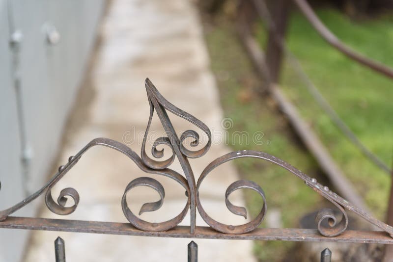 Metal Filigree on Fence Post Editorial Stock Photo - Image of white ...