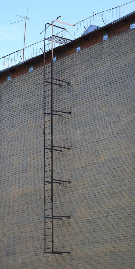 Metal Fire Escape on a Brick Wall Stock Image - Image of wall ...
