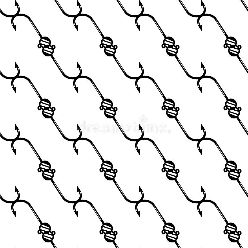 Metal Fish Hook Pattern Seamless Vector Stock Vector - Illustration of ...