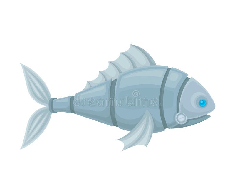 Metal Fish Robot. Side View. Vector Illustration on a White Background ...
