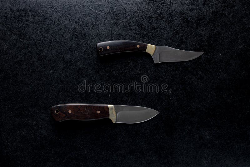 Metal Fixed Knives with a Brown Handle Stock Photo - Image of healthy ...