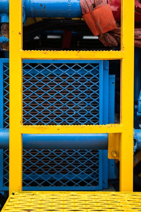 Metal Fixed Ladder of the Construction Working Platform. Stock Photo ...