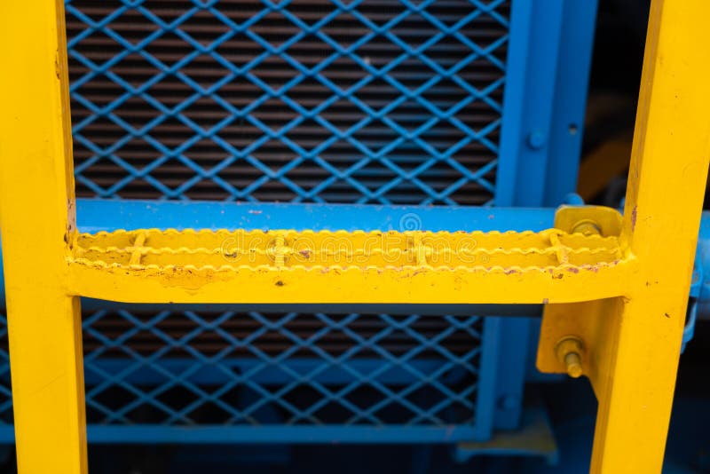 Metal Fixed Ladder of the Construction Working Platform. Stock Photo ...