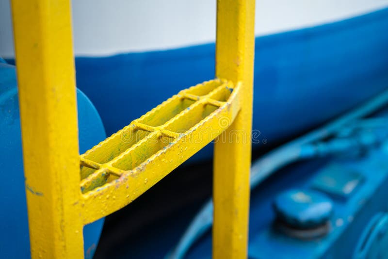 Metal Fixed Ladder of the Construction Working Platform. Stock Image ...