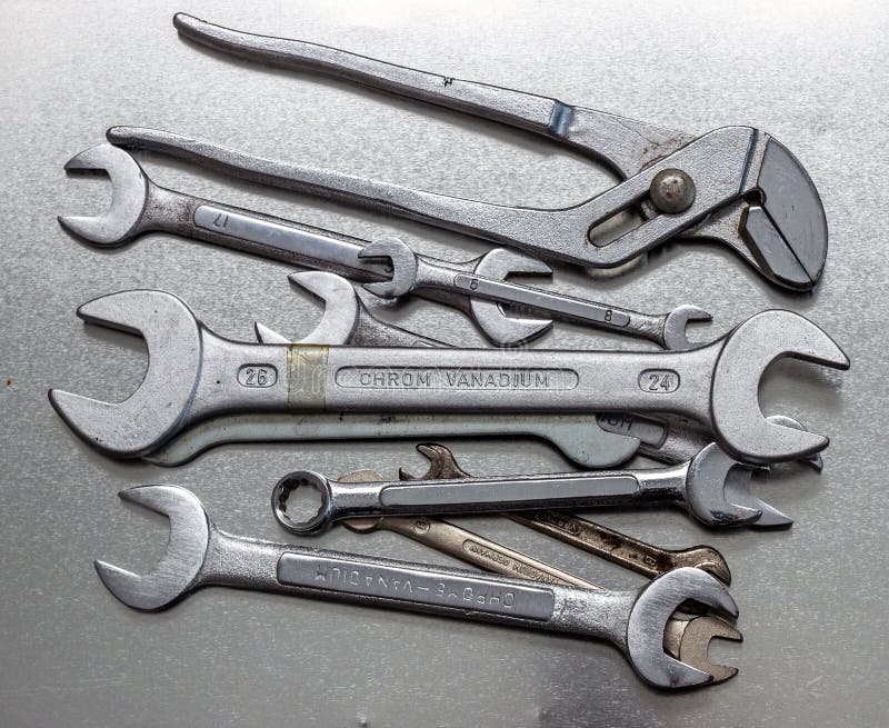 Metal flat wrenches lying stock image. Image of black - 132493599