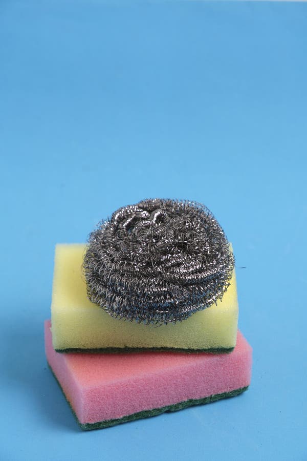 Metal and Foam Sponges for Washing Dishes. Stock Image - Image of ...