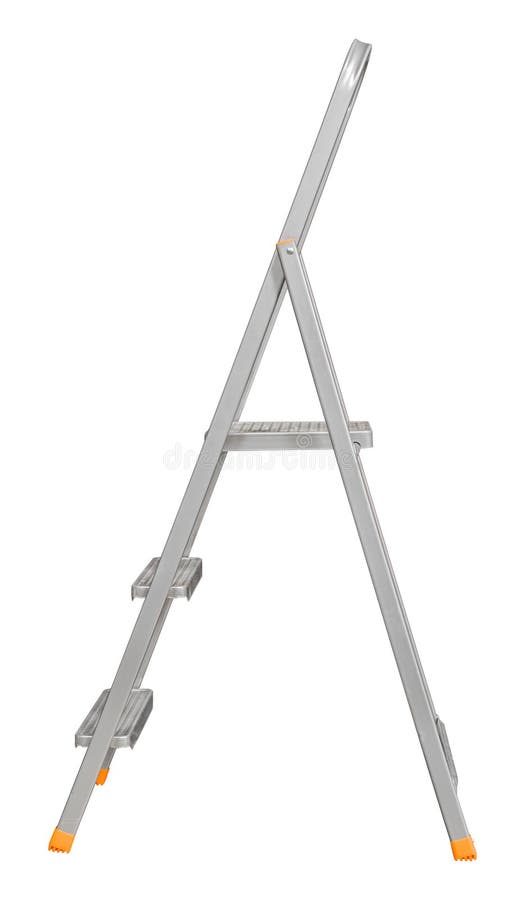 Metal Folding Ladder Isolated on White Background, Side View Stock ...