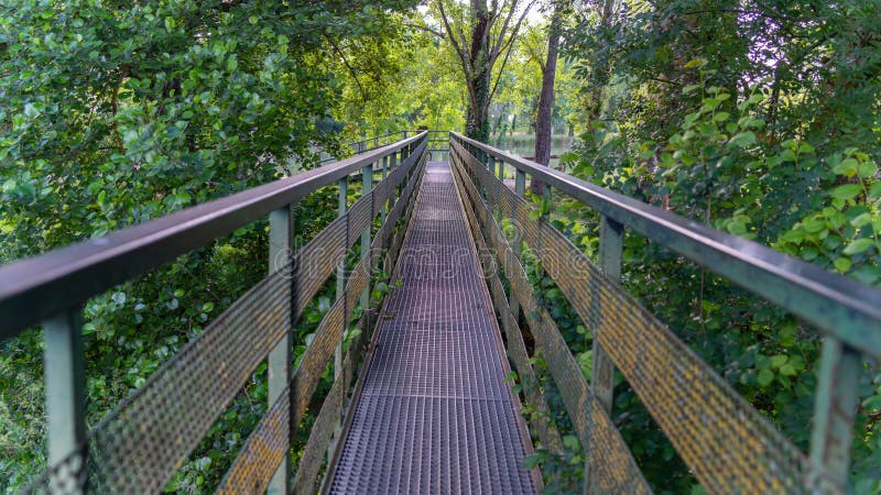 Metal footbridge stock photo. Image of access, winter - 67291116