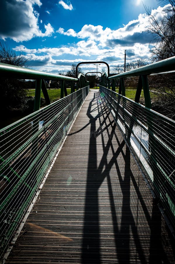 Metal footbridge stock image. Image of pedestrian, winter - 67290897