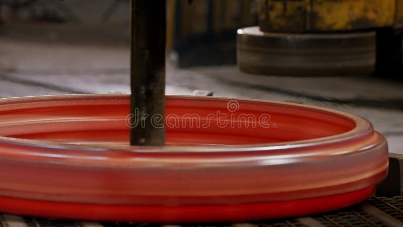 Metal Forging Using Ring Roller Machine Making Jet Engine Parts Stock ...