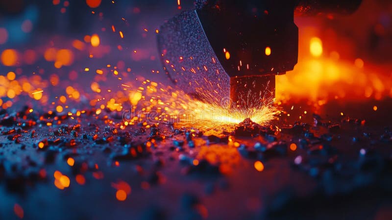 Metal Forging Sparks Flying High during Fabrication Stock Illustration ...