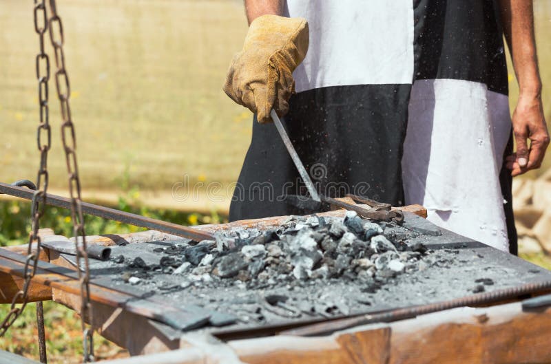 Metal Forging Tool and Burning Coals Stock Photo - Image of iron ...