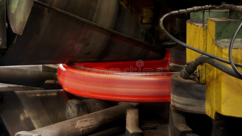Metal Forging Using Ring Roller Machine Making Jet Engine Parts Stock ...