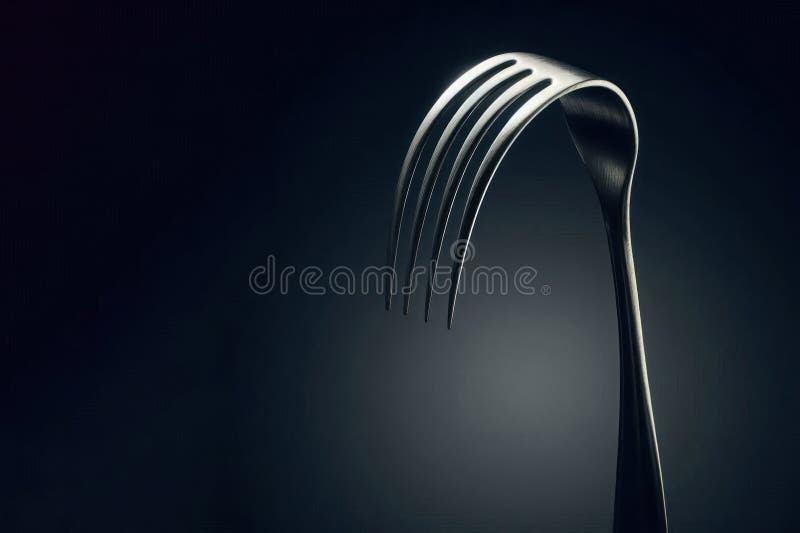 Metal Fork with Curved Teeth. Space for Text. Stock Photo - Image of ...