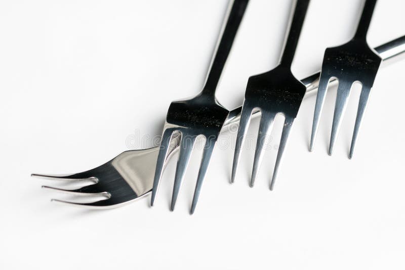 Metal Forks Isolated Over White Background with Blank Copy Space Stock ...
