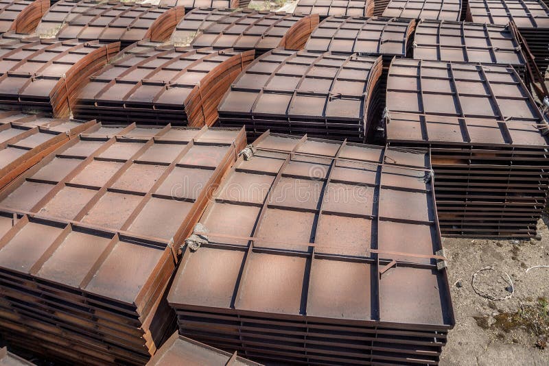 Metal Formwork Panels for Creating Curved Stock Photo - Image of ...