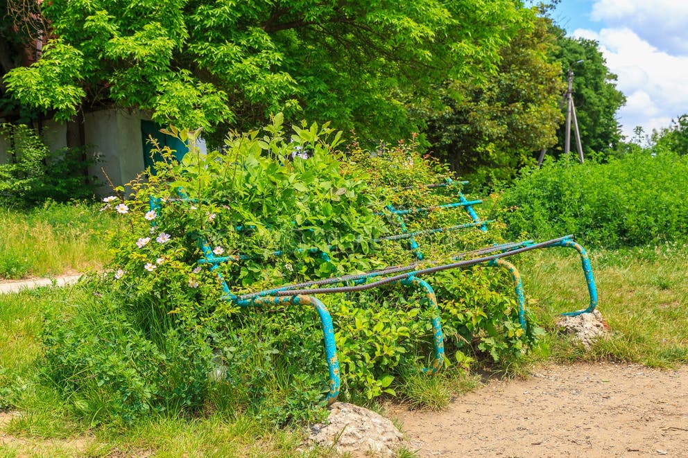 Metal Frame from a Broken Bench. Background with Selective Focus Stock ...