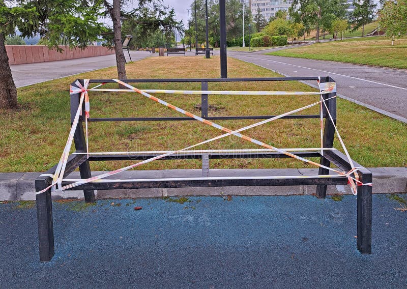 Metal Frame of a Broken Bench in a City Park Stock Image - Image of ...