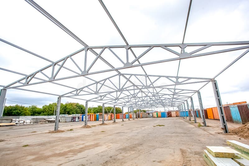 Metal Frame of an Building in the Industrial Area Stock Image - Image ...