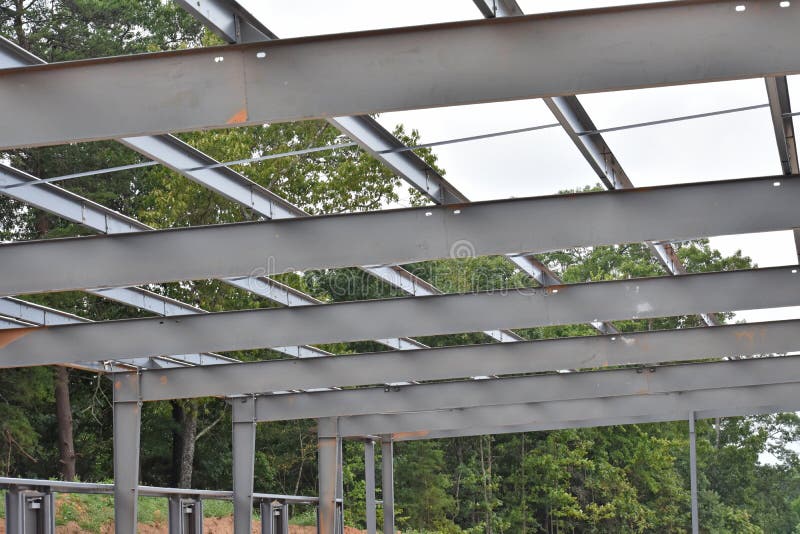 Metal Frame of Building Under Construction Stock Image - Image of grid ...