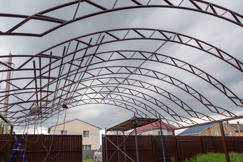 The Metal Frame of the Canopy Against the Sky. Stock Photo - Image of ...