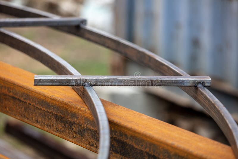 Metal Frame for a Canopy on a Construction Site. Stock Image - Image of ...