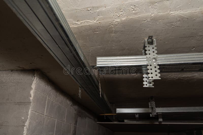 The Metal Frame on the Ceiling for Attaching Sheets of Drywall ...