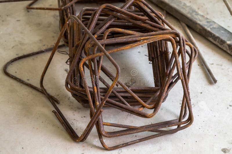 Metal Frame in the Concrete Post Construction in the Building Work Site ...